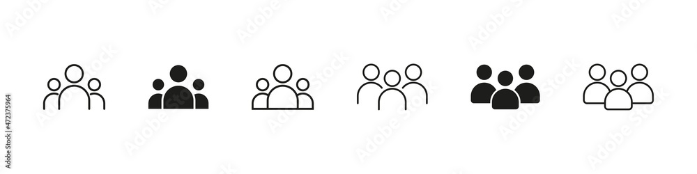 Group team icon set. Teamwork community membership vector sign. Social ...