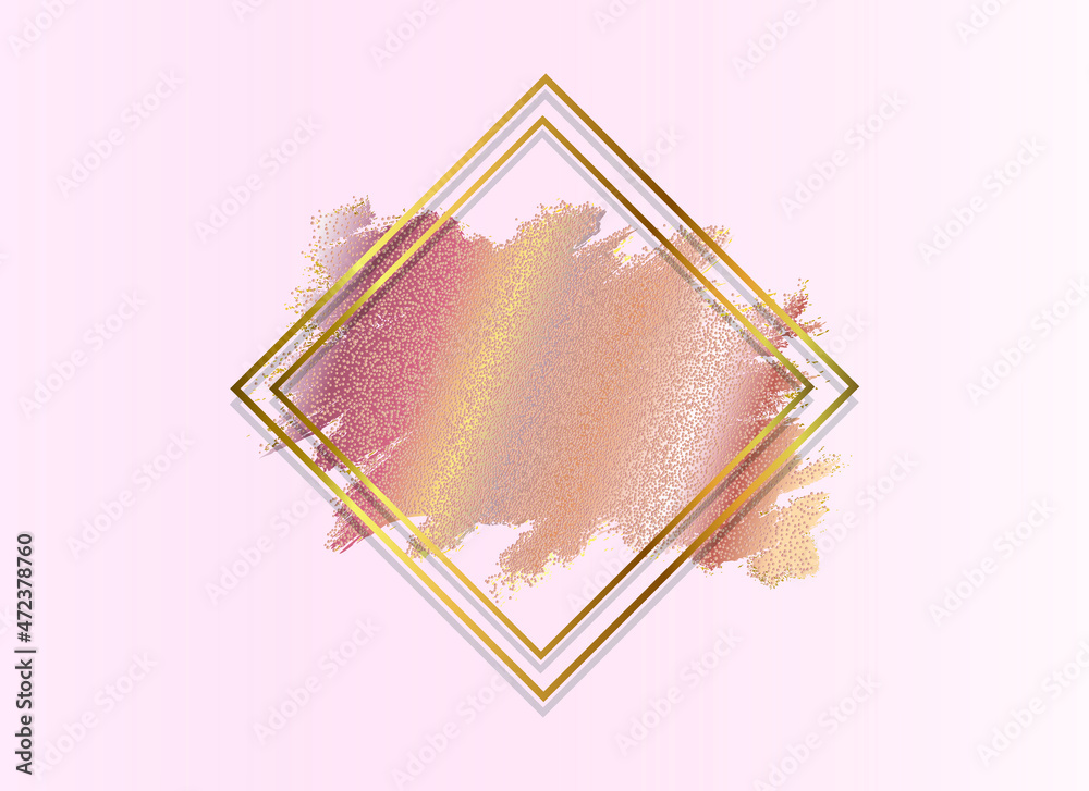 Rose Gold Glitter Background with Metalic Rose Gold Frame Vector Stock ...