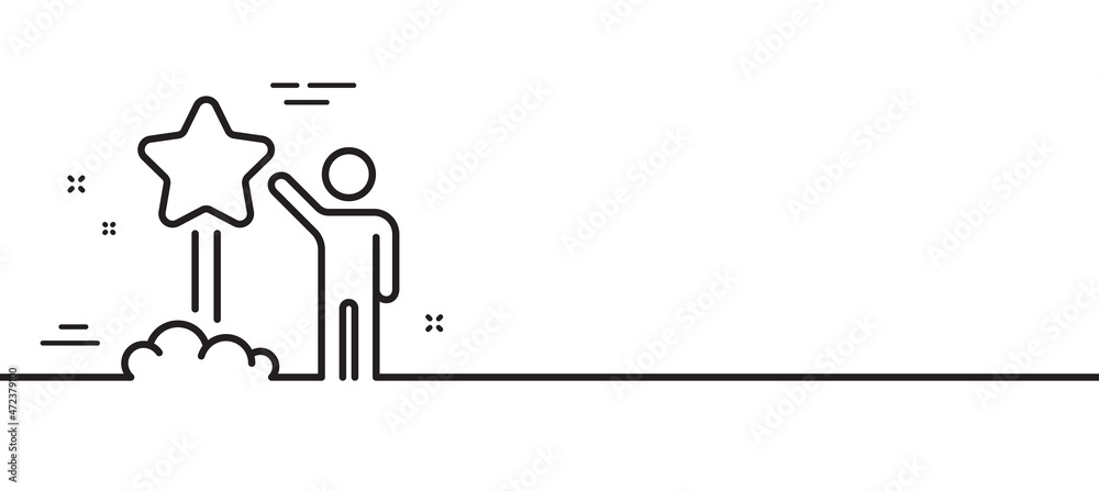 Launch star line icon. Feedback rating sign. Customer satisfaction ...