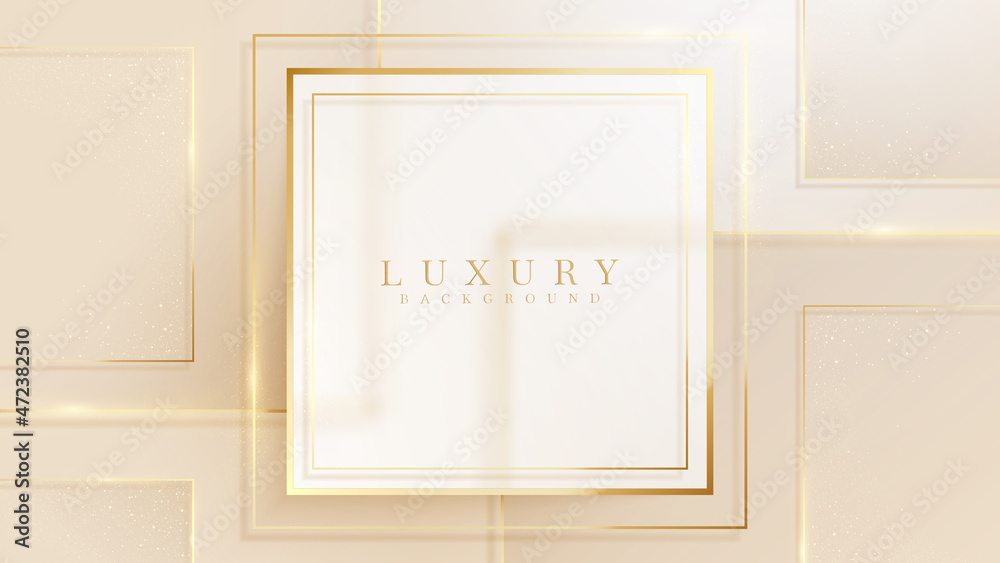 Elegant square shape background with glitter gold line elements, 3d ...