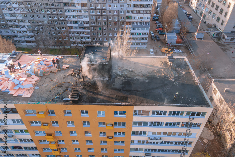 Severe fire in a residential multi-storey building. Photos from the ...