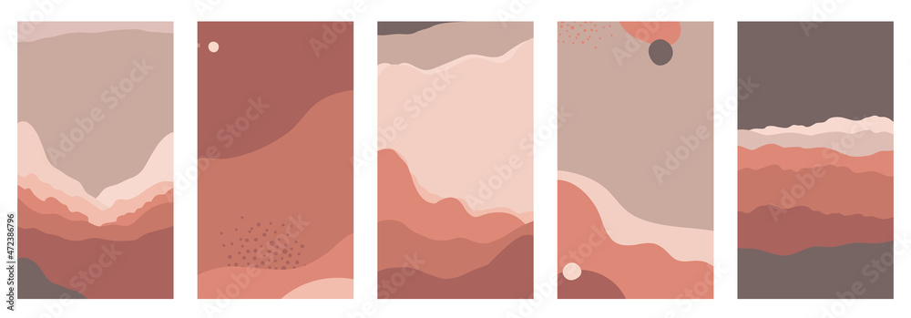 Vector set of abstract creative backgrounds in minimal trendy style ...