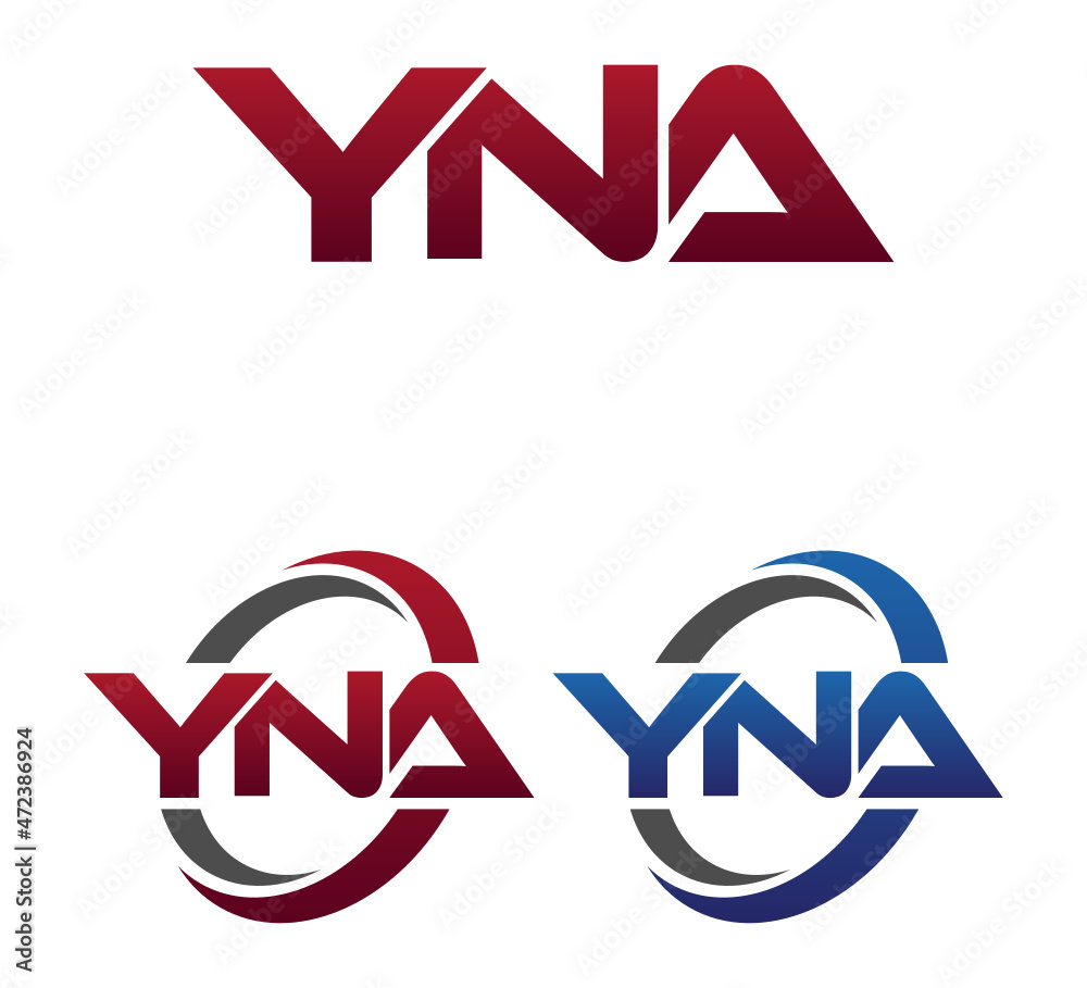 Modern 3 Letters Initial logo Vector Swoosh Red Blue YNA Stock Vector ...