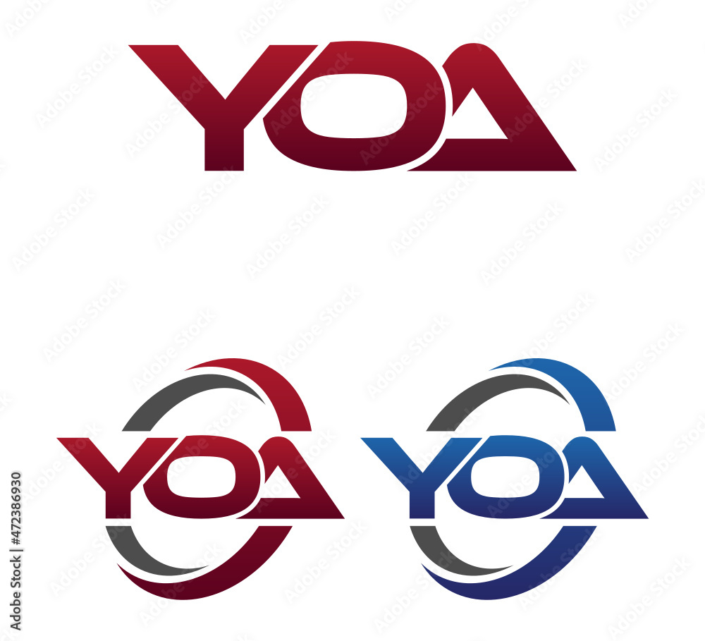 Modern 3 Letters Initial logo Vector Swoosh Red Blue YOA Stock Vector ...