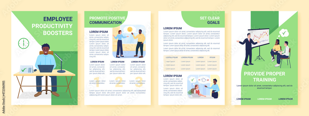Employee productivity booster flat vector brochure template. Flyer ...