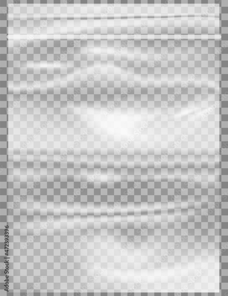 Transparent plastic bag with handle vector illlustration. Glossy ...