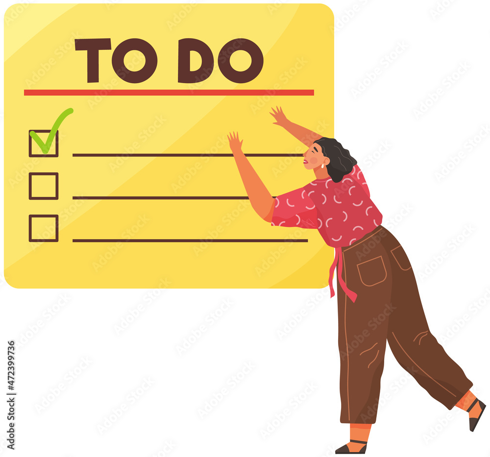 Checking on to do list. Businesswoman notes completed tasks in ...