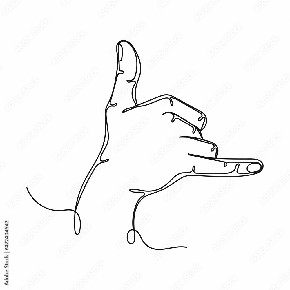 Vector abstract continuous one single simple line drawing icon of hand ...