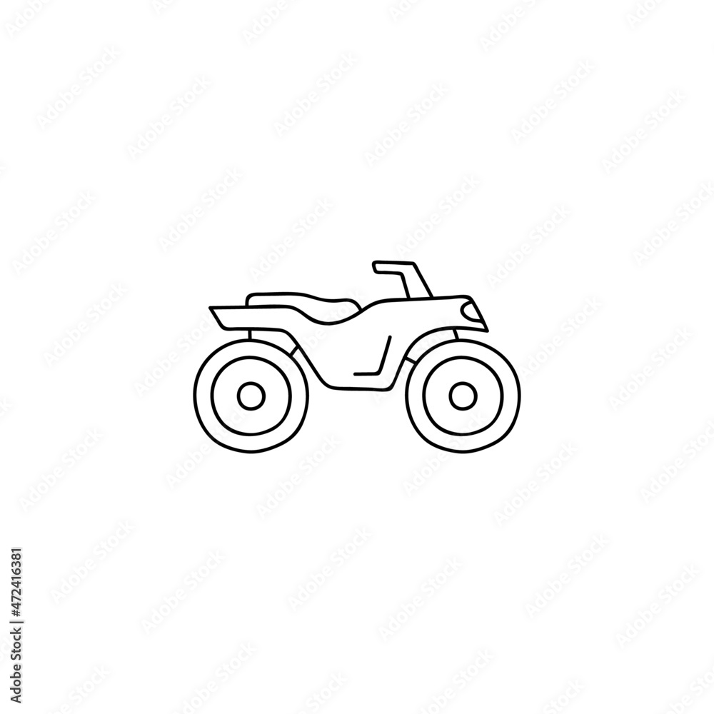 atv vehicle icon in flat black line style, isolated on white background ...