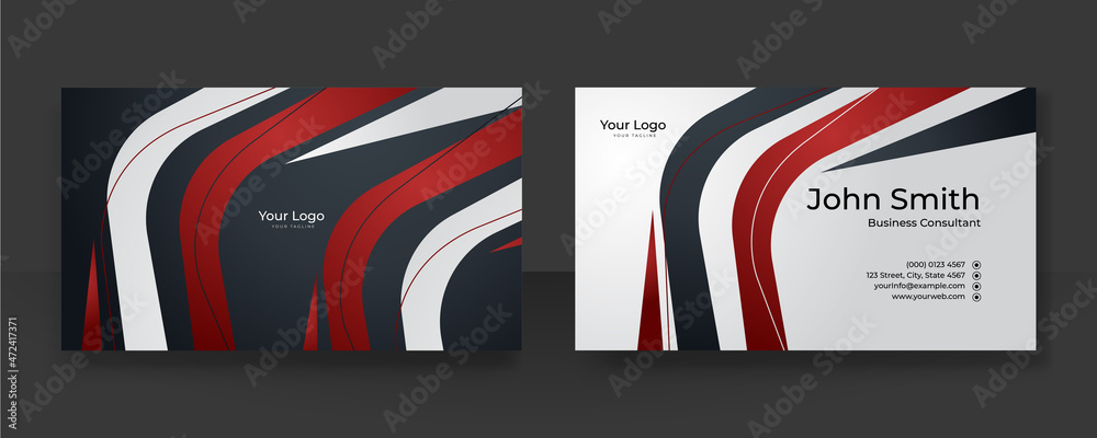 Modern blue and red business card design template Stock Vector | Adobe ...