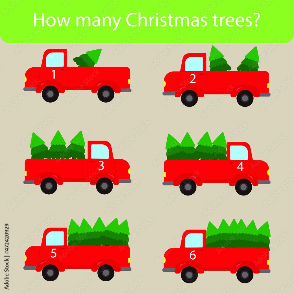 How many Christmas trees is the truck carrying? A game for children ...