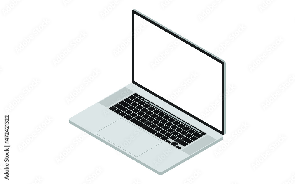 Realistic perspective isometric view modern pro laptop computer with ...