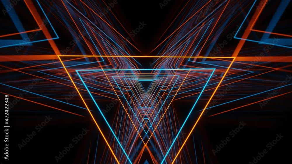 Seamless loop motion triangles tunnel rotating in different directions ...
