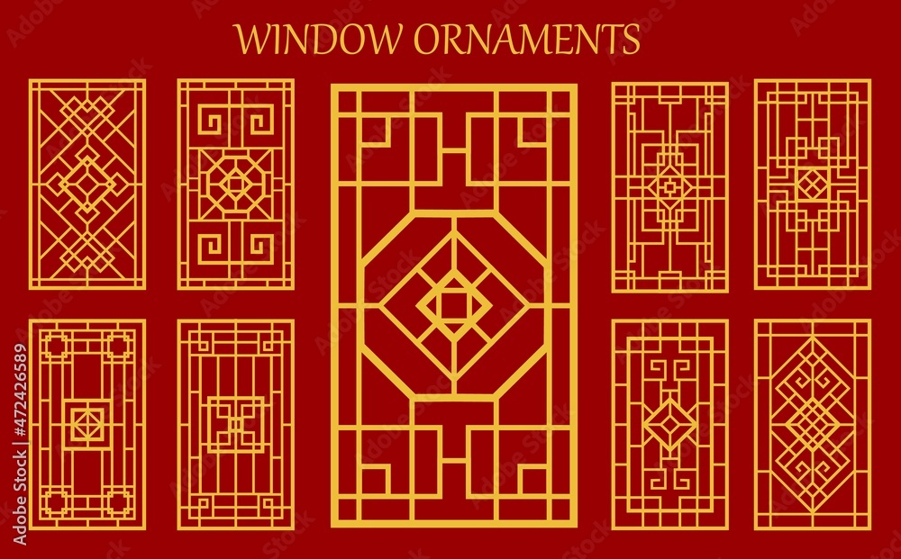Asian korean, chinese and japanese window ornaments or embellishment ...