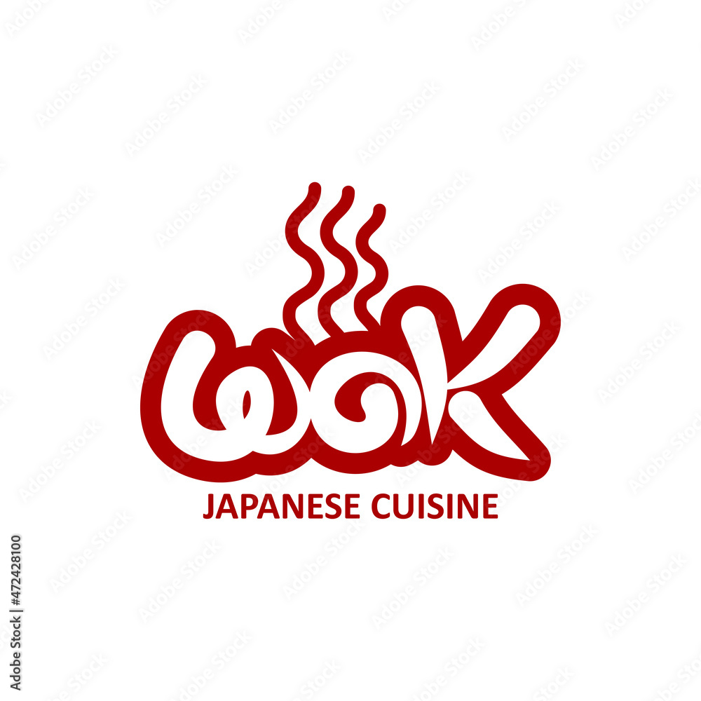 Steaming wok pan icon, Chinese and Japanese cuisine noodles bar vector ...