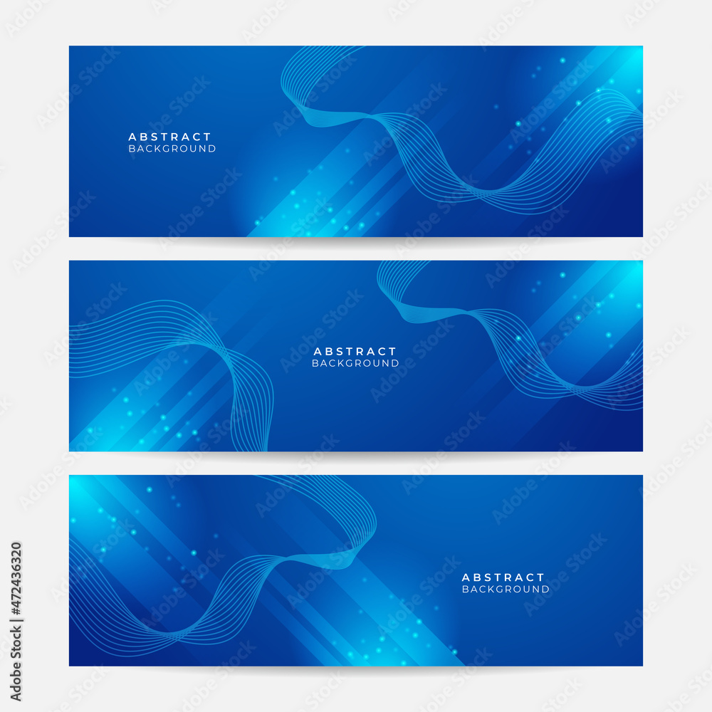 Set of blue banner background. Modern abstract gradient dark navy blue ...