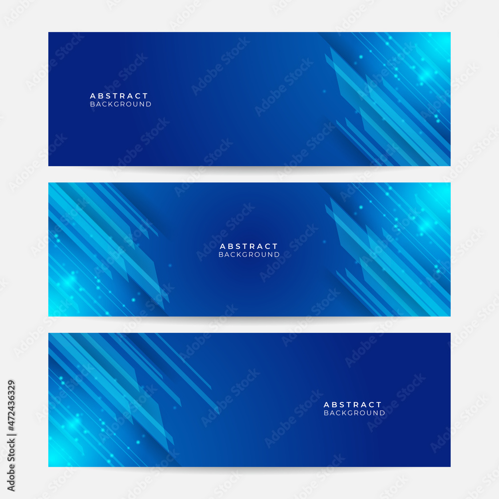 Set of blue banner background. Modern abstract gradient dark navy blue ...
