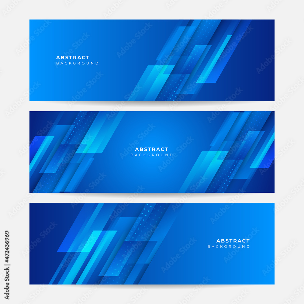 Set of modern dark navy blue banner background. Vector abstract graphic ...