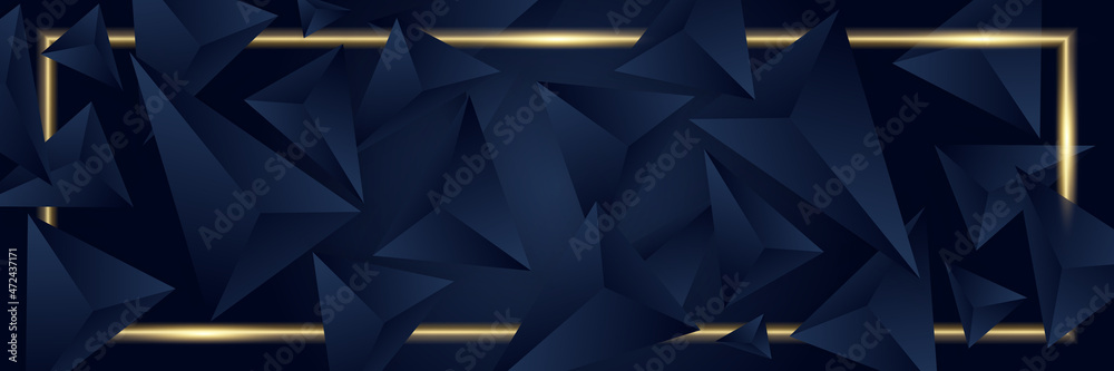 Modern abstract dark navy blue and gold banner background. Vector ...