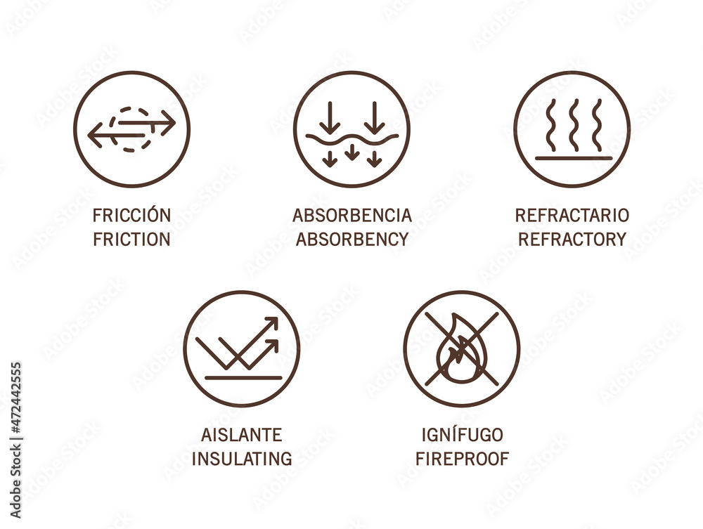 Icon, symbols set, collection of different material properties ...