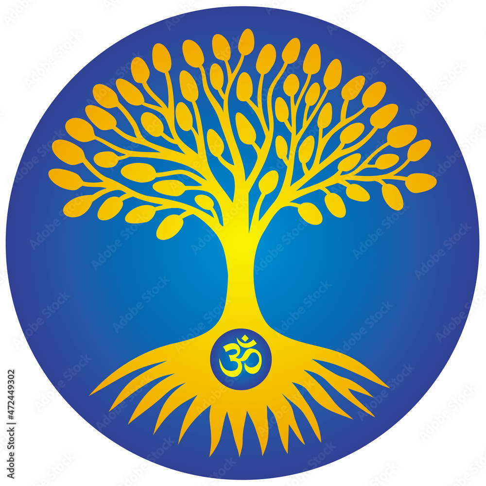 tree of life with om, aum, ohm sign in crnter. Spiritual symbol and ...