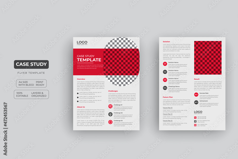 Case Study Template | Business Case Study Booklet Layout with blue ...