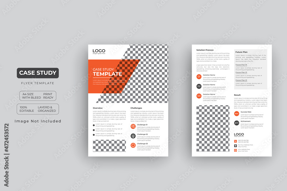 Case Study Template | Business Case Study Booklet Layout with blue ...