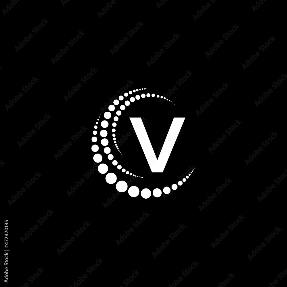 V letter logo design on black background.V creative initials letter ...