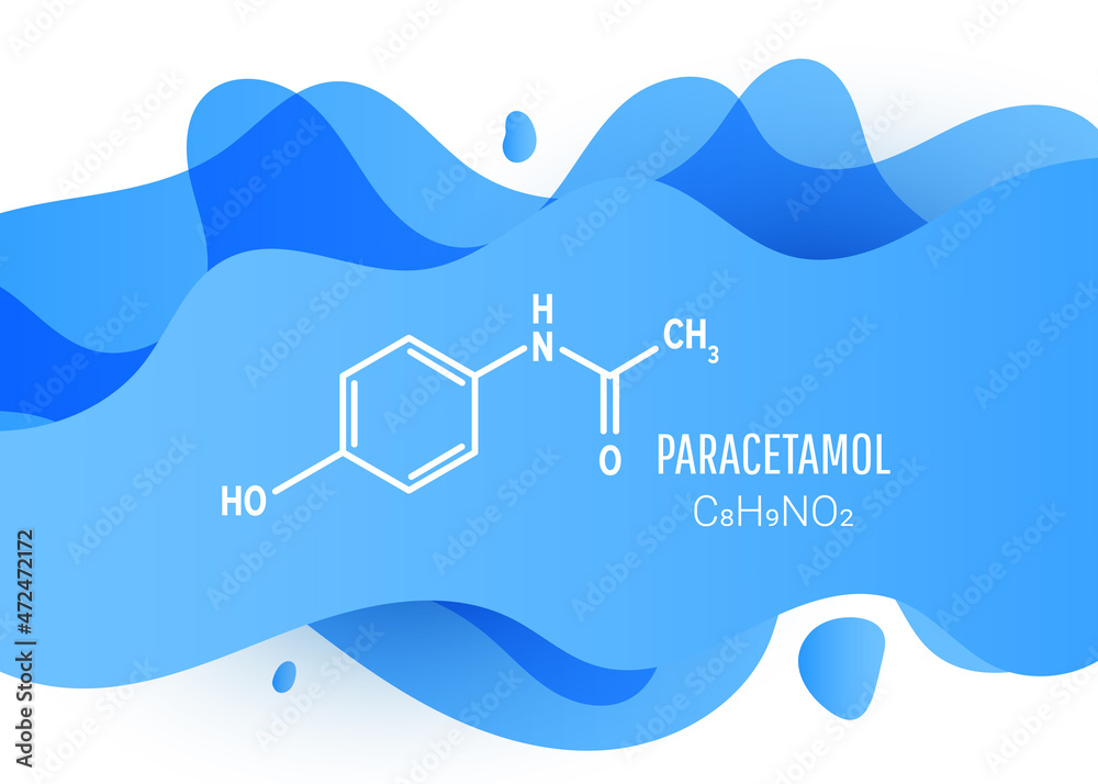 Paracetamol skeletal chemical formula vector illustration with copy ...