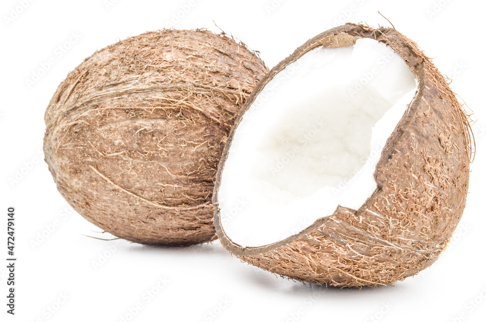 Coconut close-up isolated on white background Stock Photo | Adobe Stock