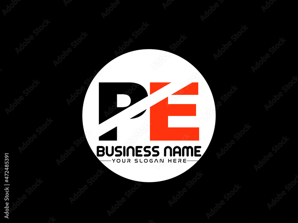 PE Logo Letter design, Unique Letter pe company logo with geometric ...