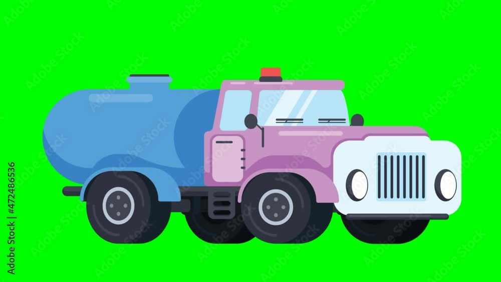 Animation of moving semi trailer tank. Liquid transportation vehicle ...