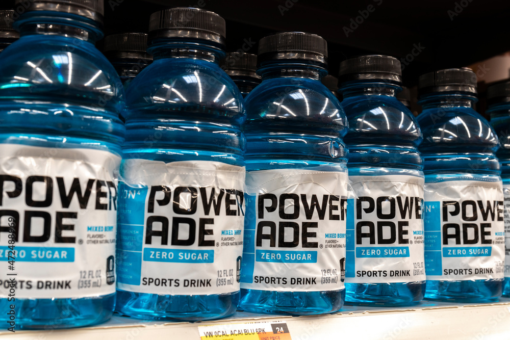 Powerade sports drink display. Powerade replenishes vitamins and ...