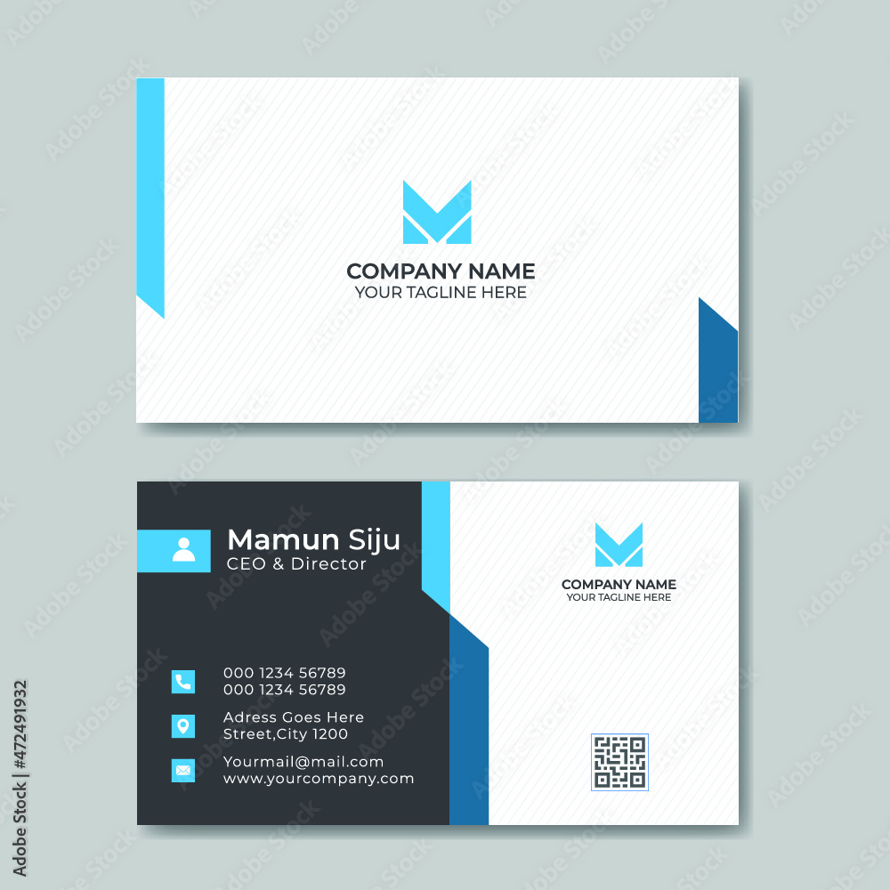 Clean and modern business card or visiting id card design template ...