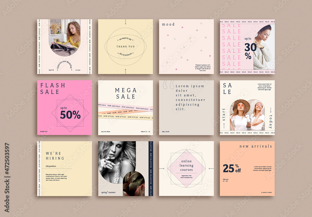 Social Media Post Layout Set Stock Template | Adobe Stock