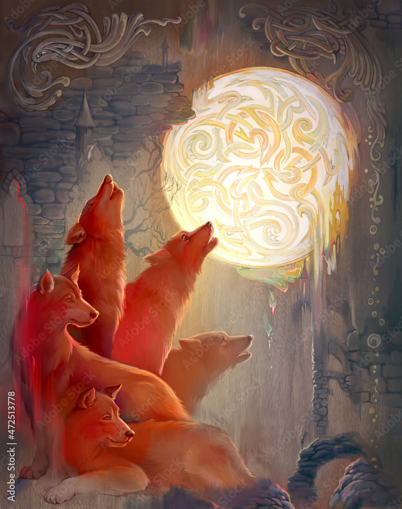 Red Wolf Pack Howling