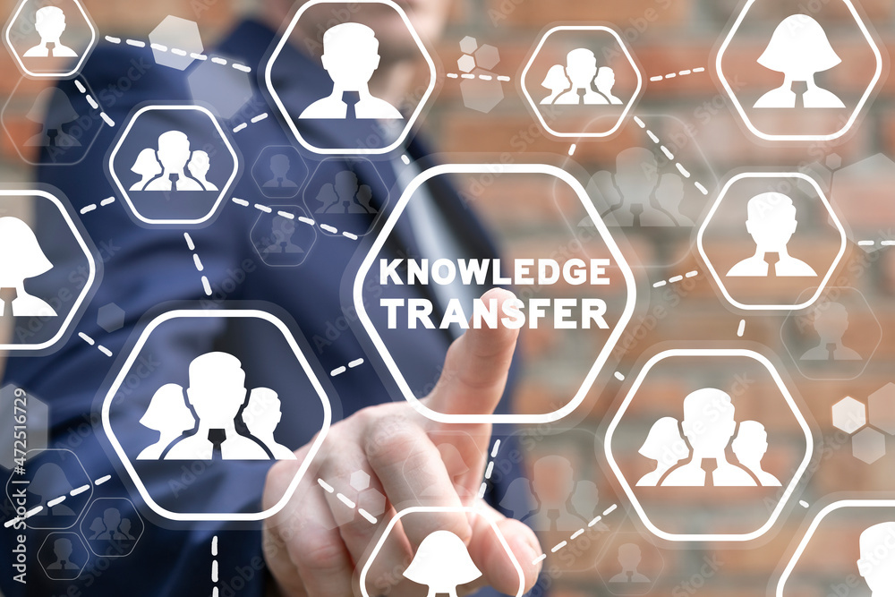 Knowledge transfer concept. Ideas sharing. Information transferring and ...
