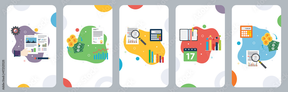 Financial, tax, investment, statistic, and profit icons. Concepts of ...