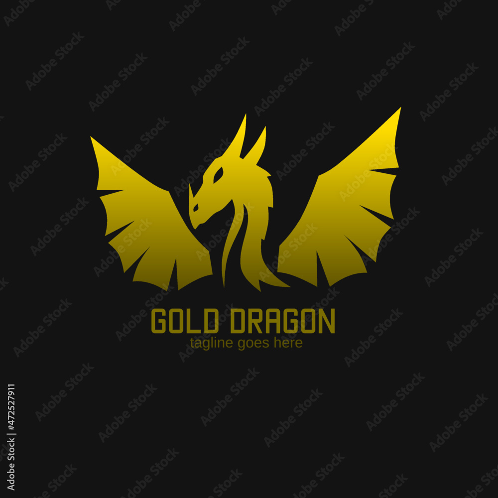 Logo gold dragon Stock Vector | Adobe Stock