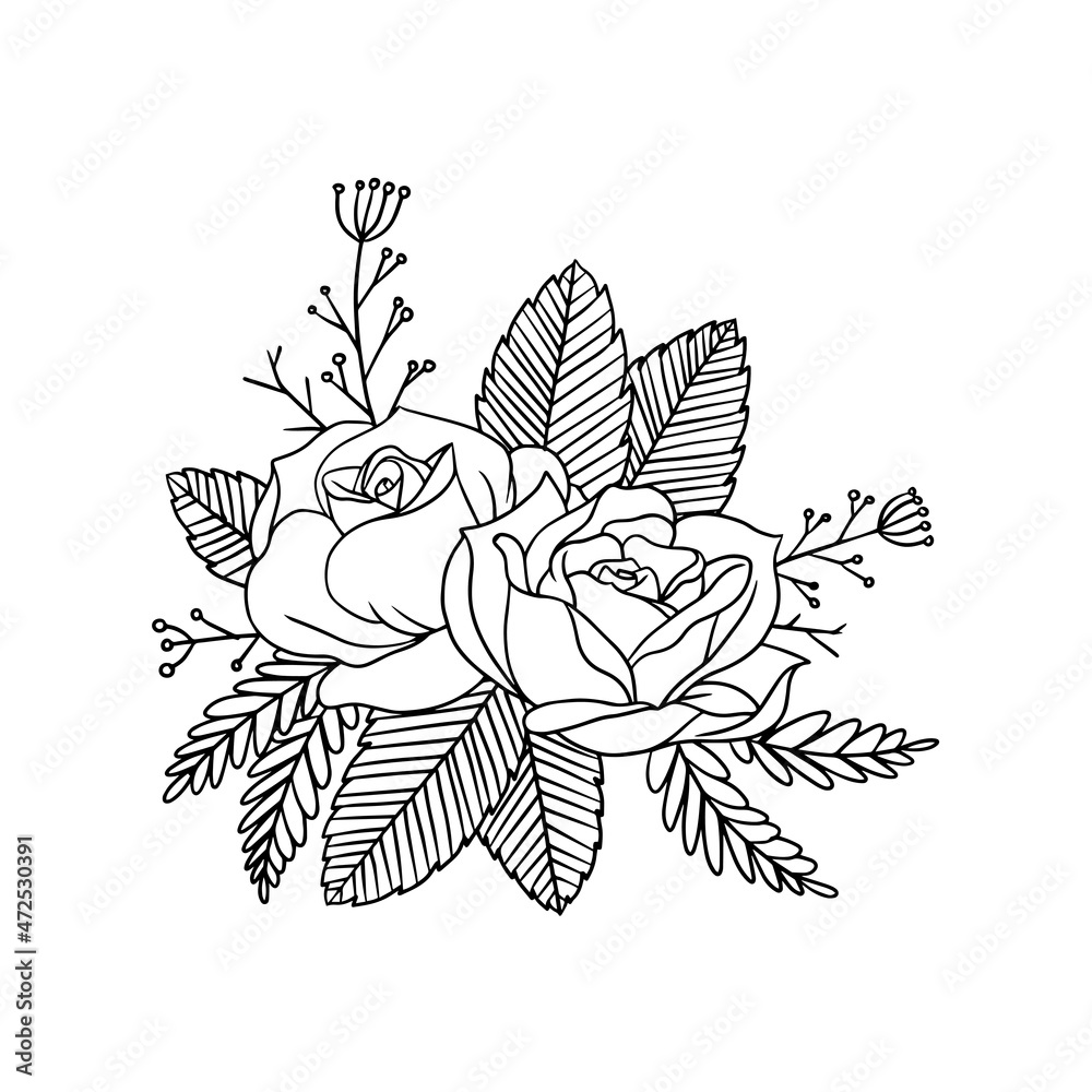 Vecteur Stock roses illustration as floral arrangement isolated on ...