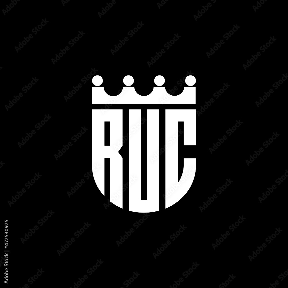 RUC letter logo design with black background in illustrator, vector ...