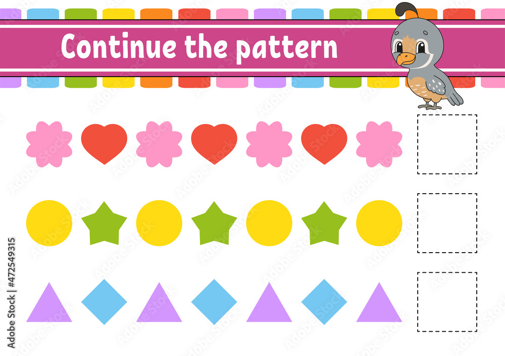 Continue the pattern. Education developing worksheet. Game for kids ...
