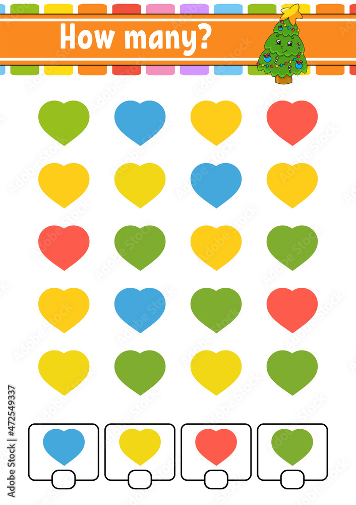 Counting game for children. Happy characters. Learning mathematics. How ...