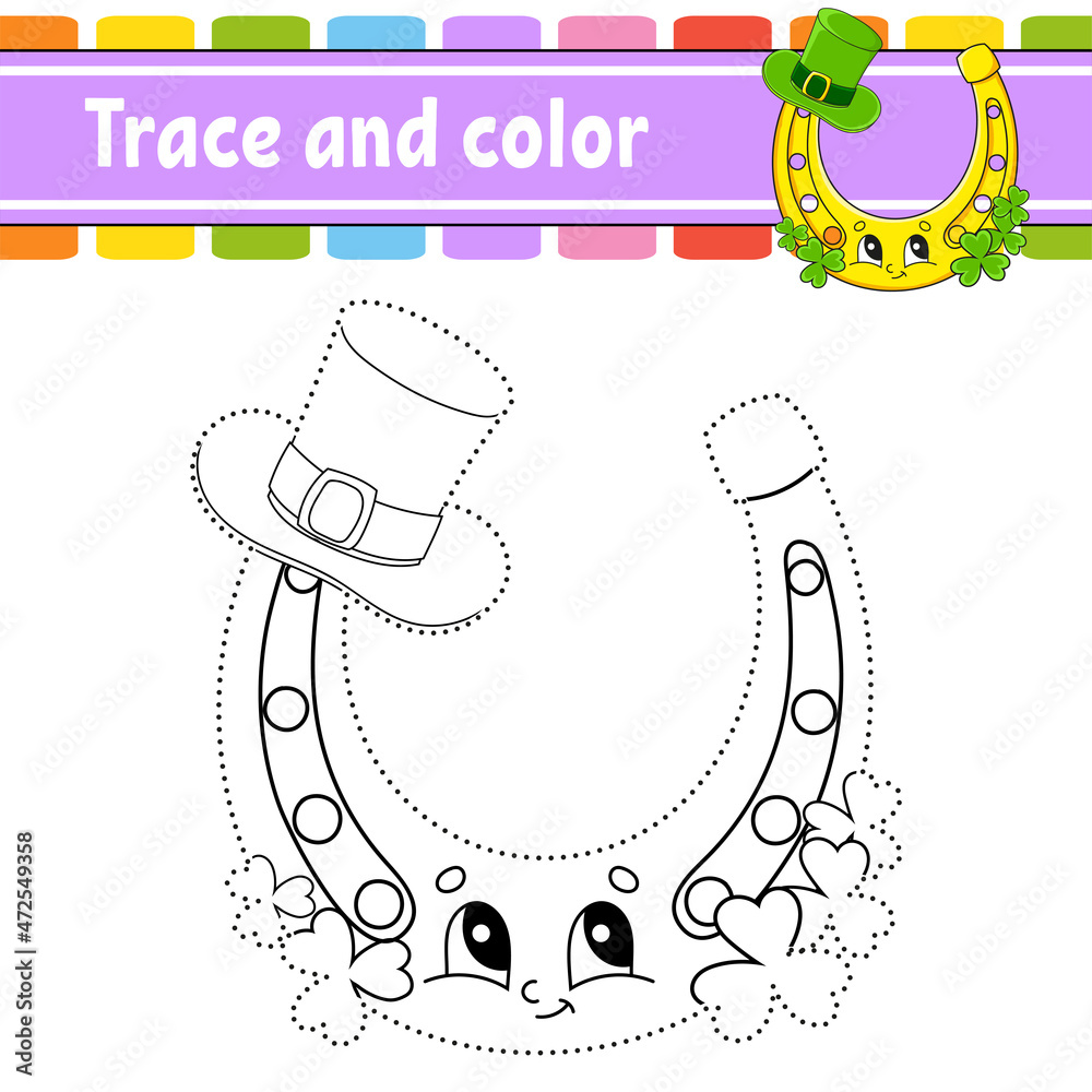 Trace and color. Coloring page for kids. Handwriting practice. St ...