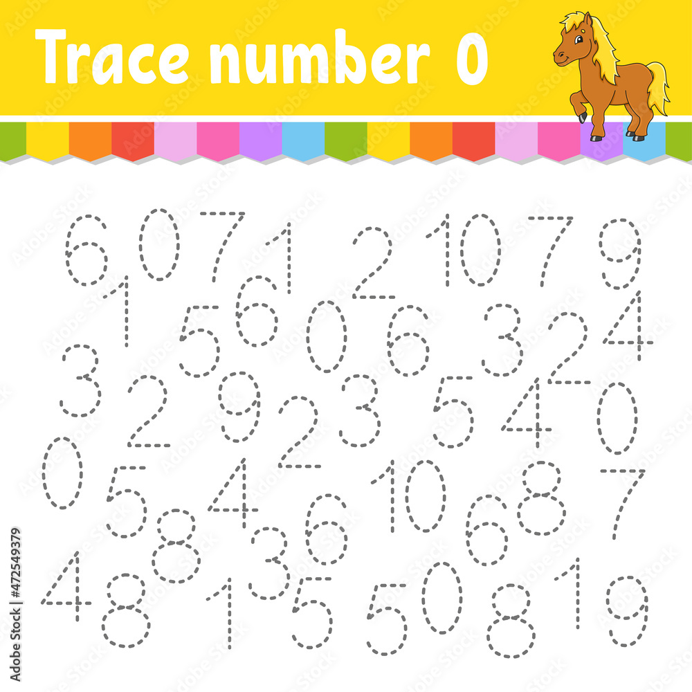 Trace number . Handwriting practice. Learning numbers for kids ...