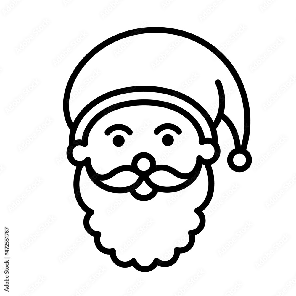 Santa Claus Merry Christmas Minimal Logo Icon Black Flat Line Stroke ...