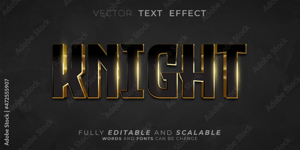 Editable text effect Knight 3d effect font style concept Stock Vector ...