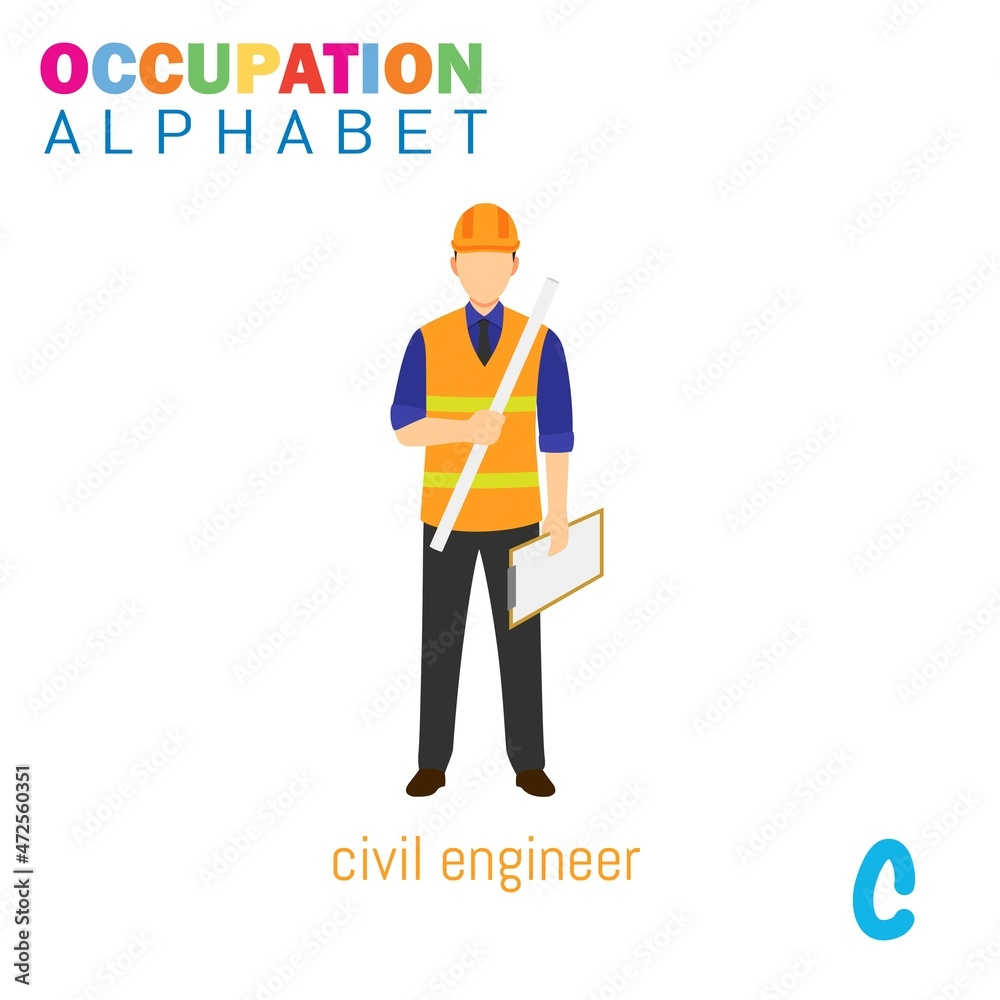 Vector Illustration of alphabet occupation with C letter. Suitable for ...