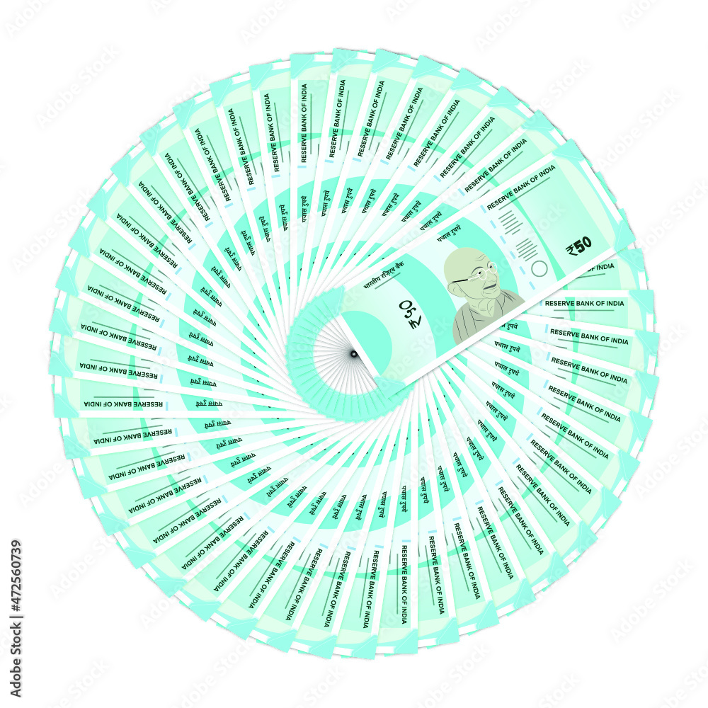 India new 50 rupee currency notes with white background Stock Vector ...