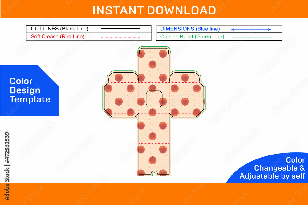 Square display cake box,Cardboard square cake box dieline template and ...